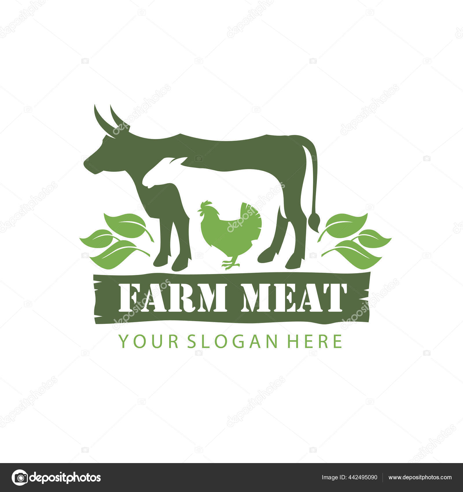 Label Farm Animals Cow Chicken Sheep Isolated White Background Stock ...