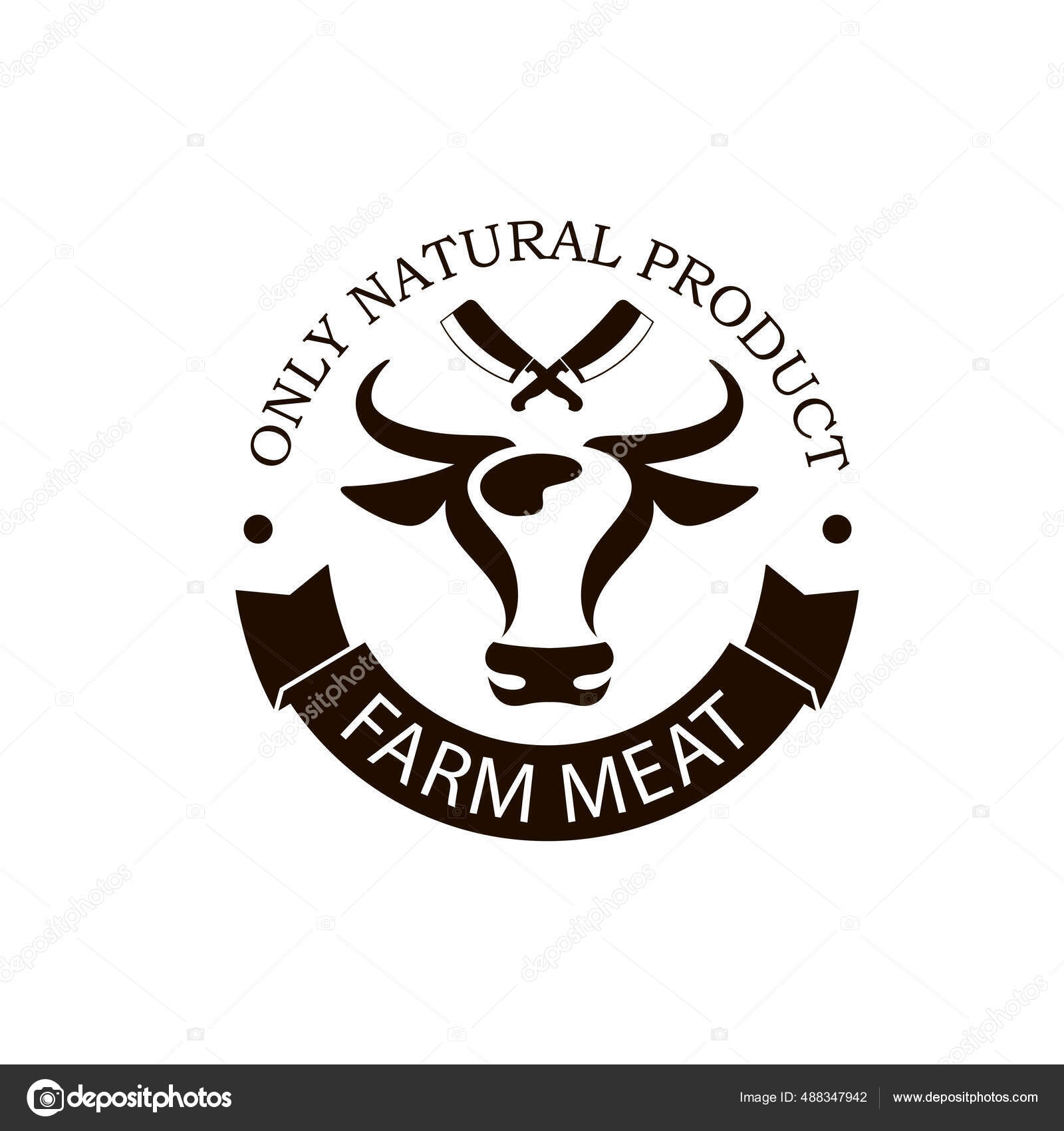 Label Farm Animal Cow Isolated White Background Stock Vector Image by ...