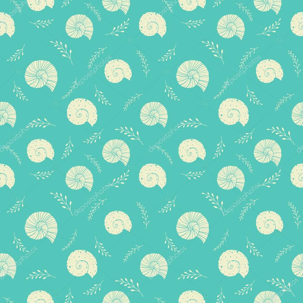Seamless background with sea shells in sketch style Stock Vector Image ...