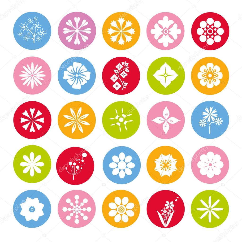 Colorful flowers button set Stock Vector Image by ©loopang #107675438