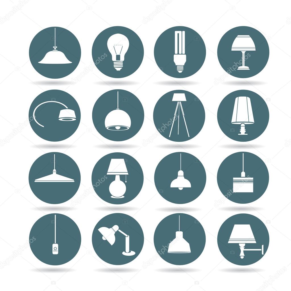 Lamp icons, interior design buttons Stock Vector Image by ©loopang ...