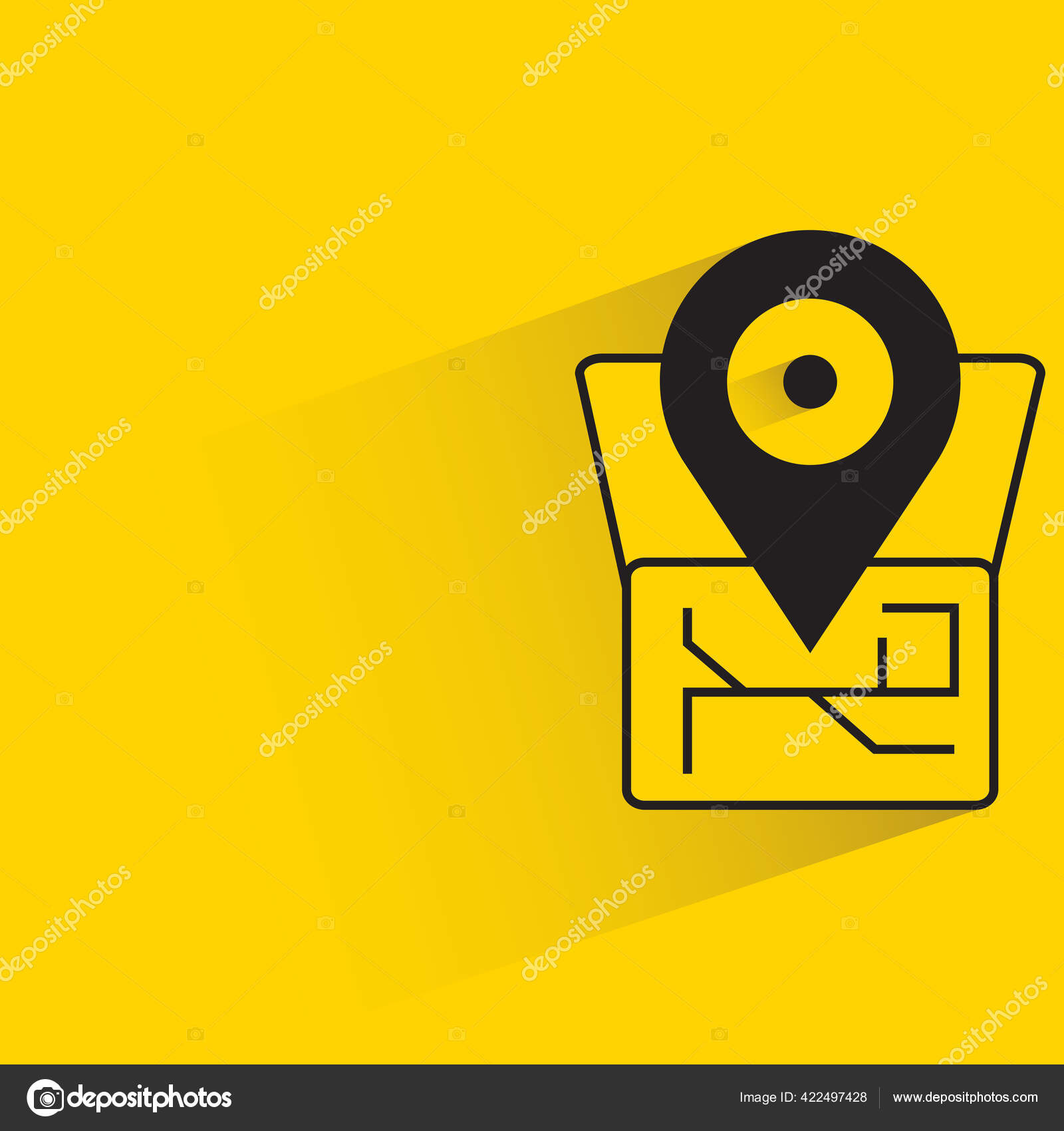 Mapa Pin Con Sombra Sobre Fondo Amarillo Vector de stock #422497428 de ...