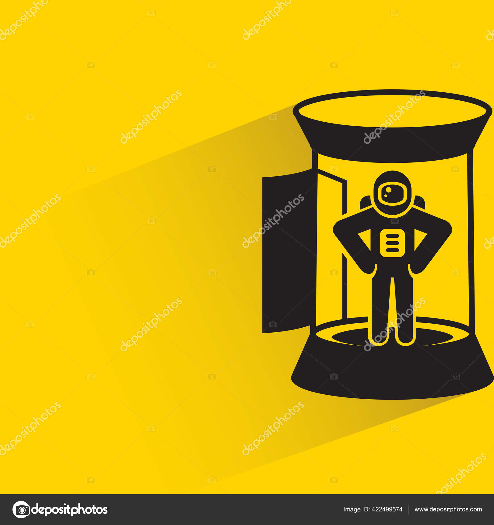 Astronaut Time Machine Drop Shadow Yellow Background Stock Vector Image ...