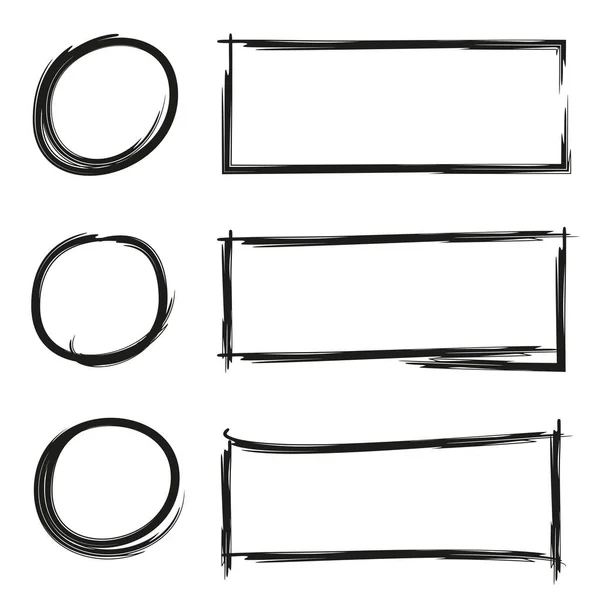 Vector Isolated Hand Drawn Circles Rectangles Highlighter Markers Stock ...