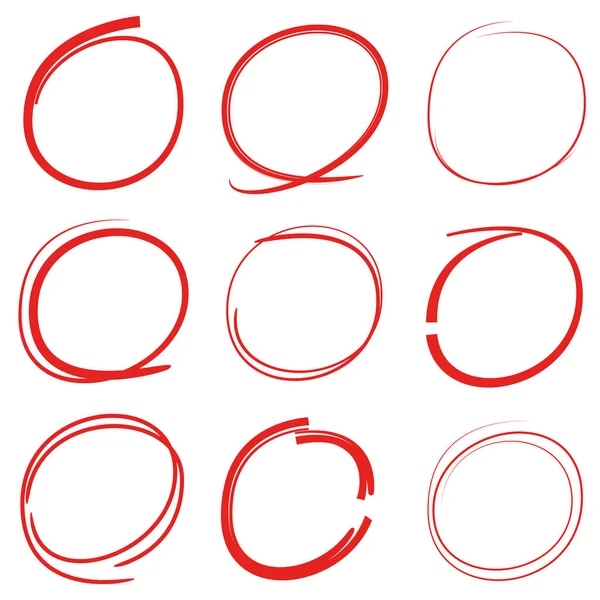 Red Hand Drawn Marker Elements Blank Circles Ovals Stock Vector by ...