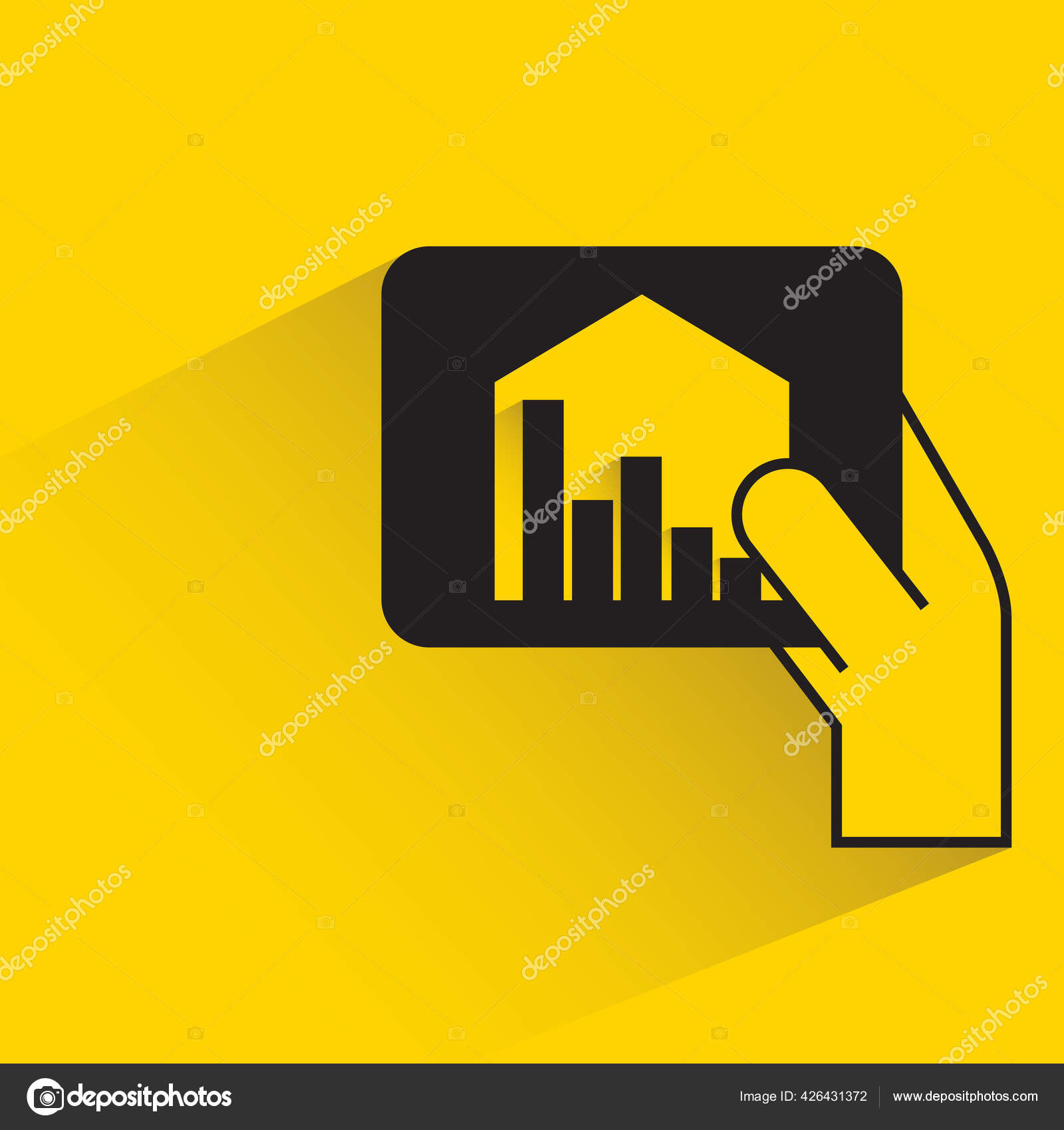 Tablet Monitoring Smart Home Data Graph Shadow Yellow Background Stock ...
