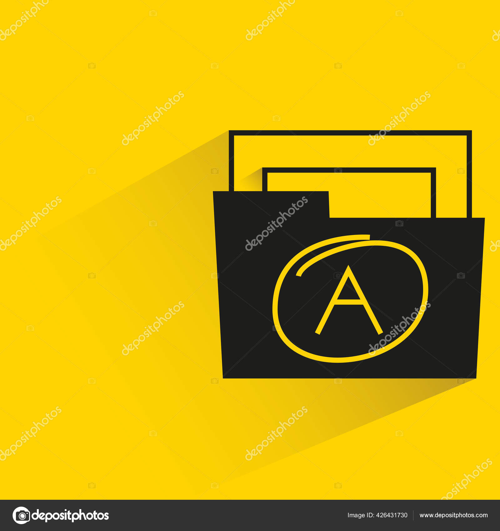 Grade Folder Shadow Yellow Background Stock Vector by ©loopang 426431730