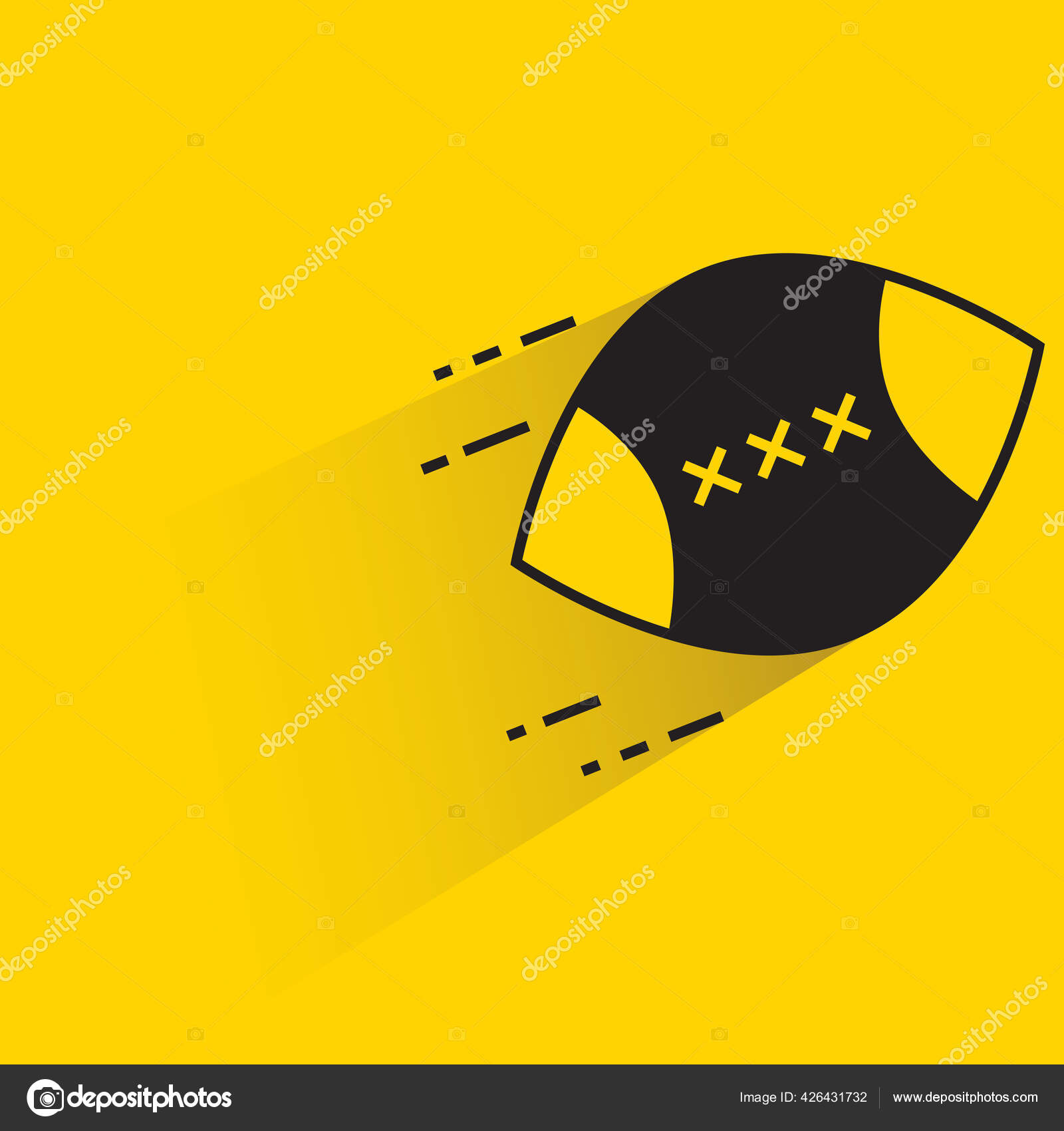 Rugby Ball Shadow Yellow Background Stock Vector by ©loopang 426431732