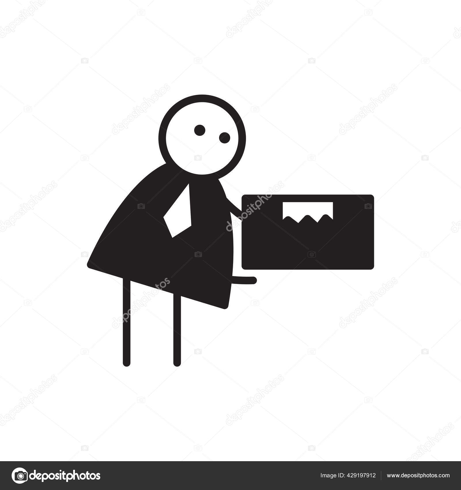 Doodle Businessman Stick Figure Holding Box Stock Vector Image by ...