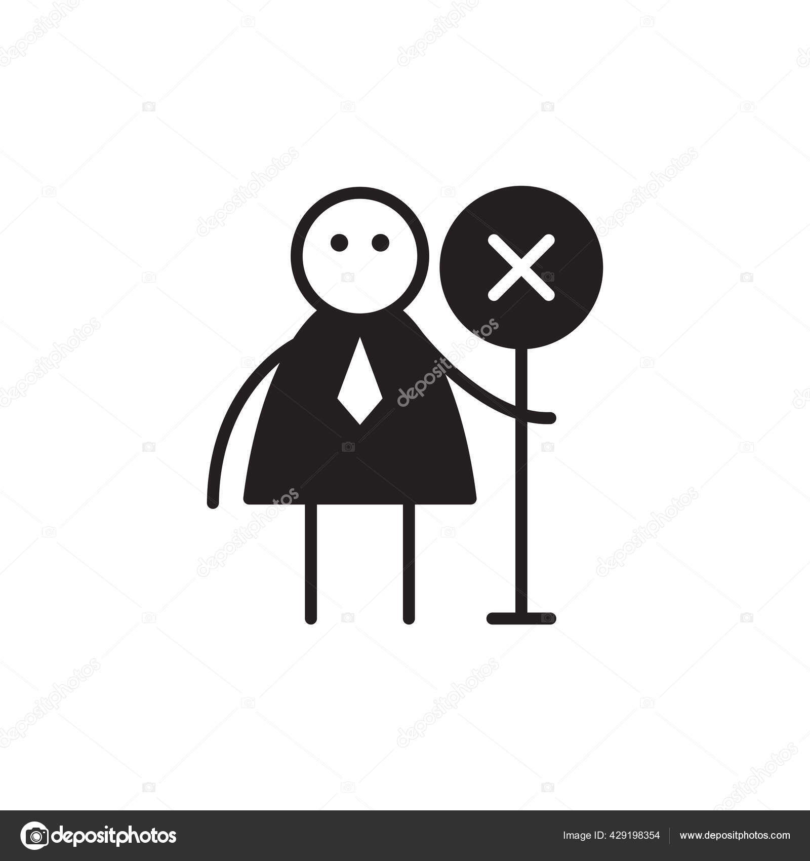 Doodle Businessman Character Standing Wrong Signage Stock Vector Image ...