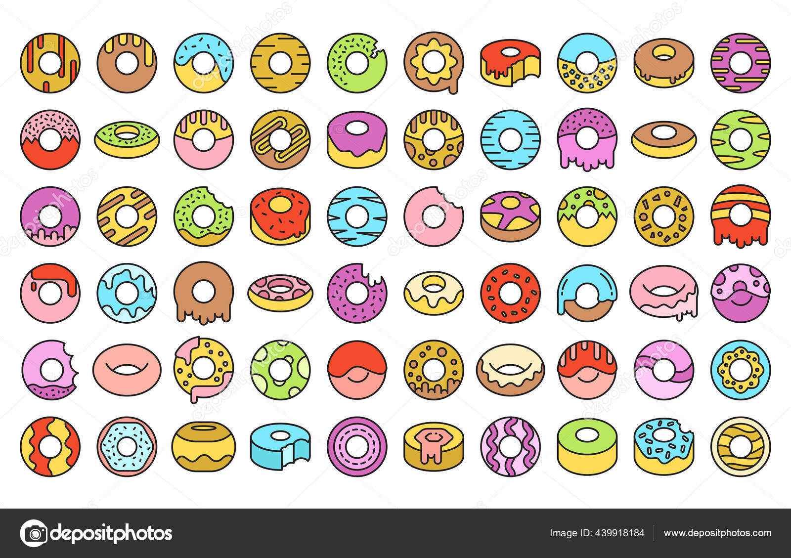 Donut Bakery Icons Colorful Design Stock Vector by ©loopang 439918184