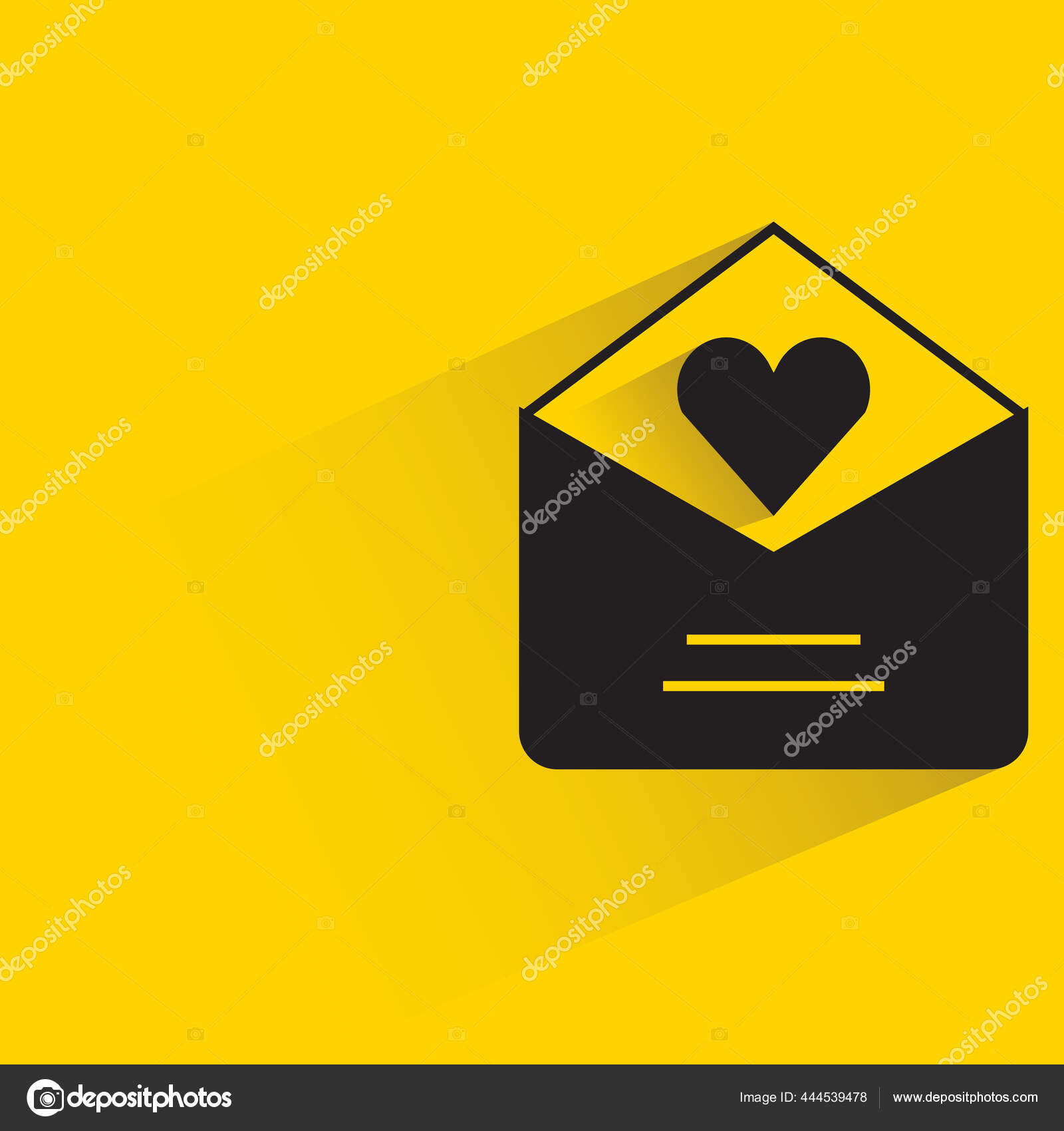 Heart Mail Shadow Yellow Background Vector Stock Vector by ©loopang ...