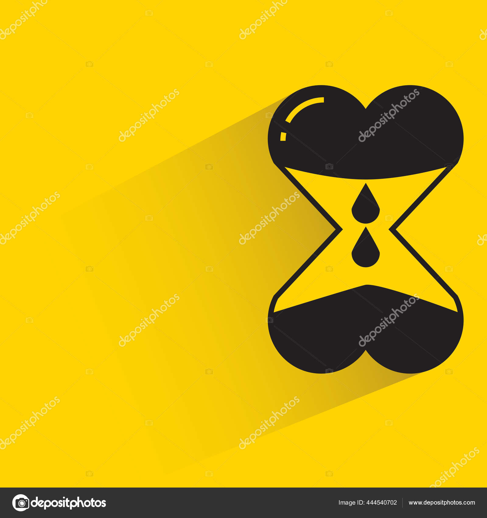 Heart Shape Hourglass Drop Shadow Yellow Background Stock Vector by ...