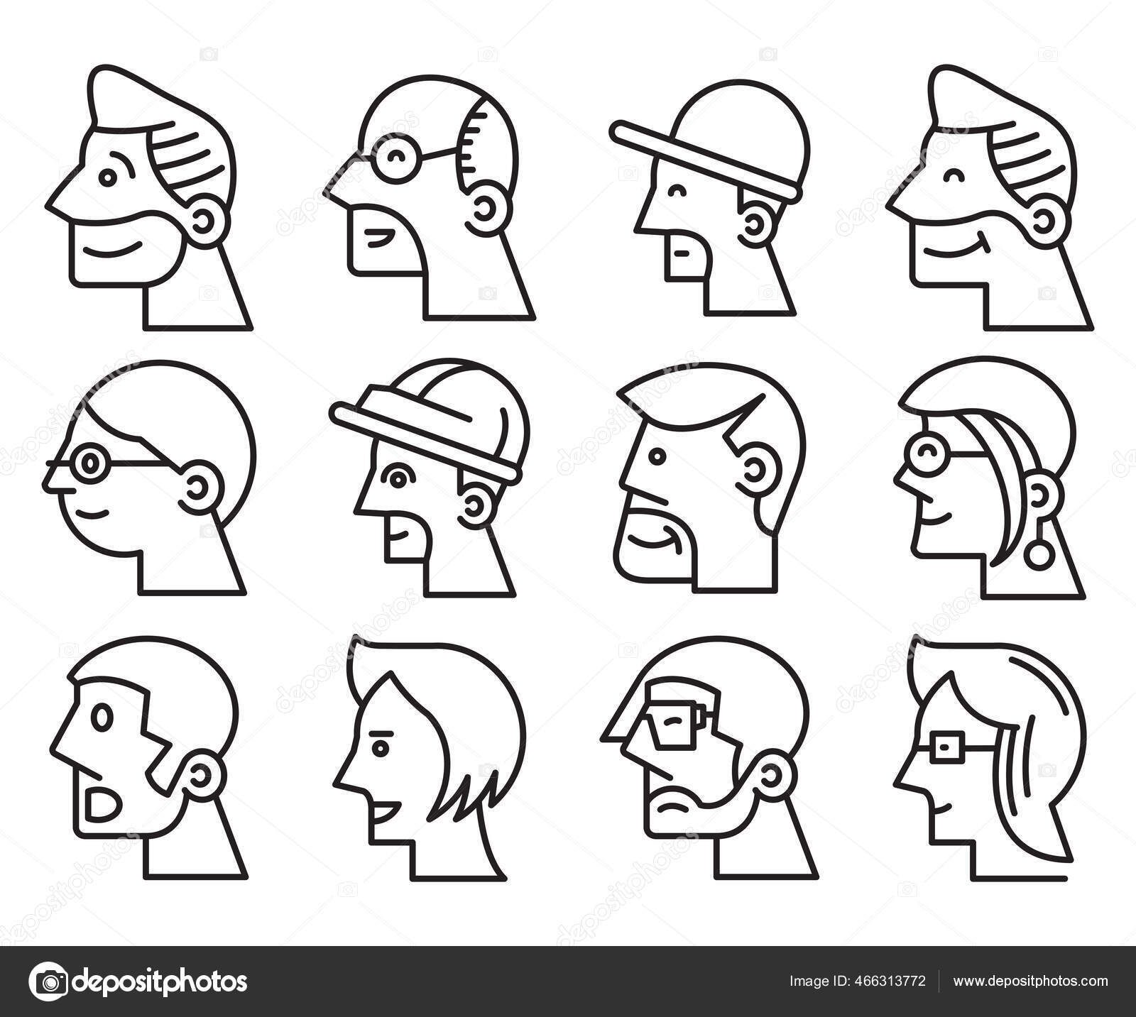 Human Face Side View Profile Avatars Vector 스톡 벡터 - ©loopang 466313772