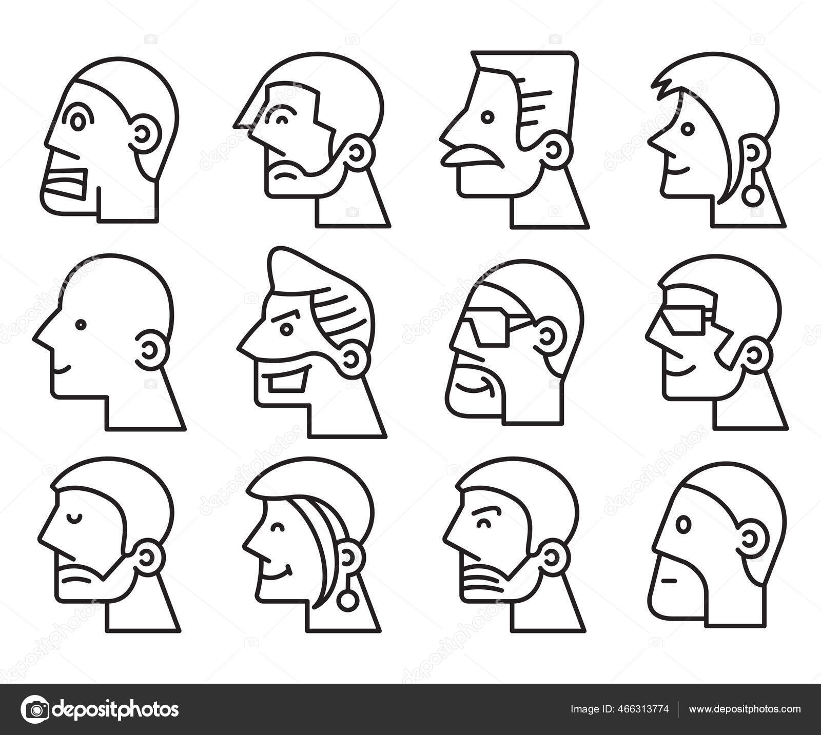 Human Face Side View Profile Avatars Vector Vektor Stok oleh ©loopang ...