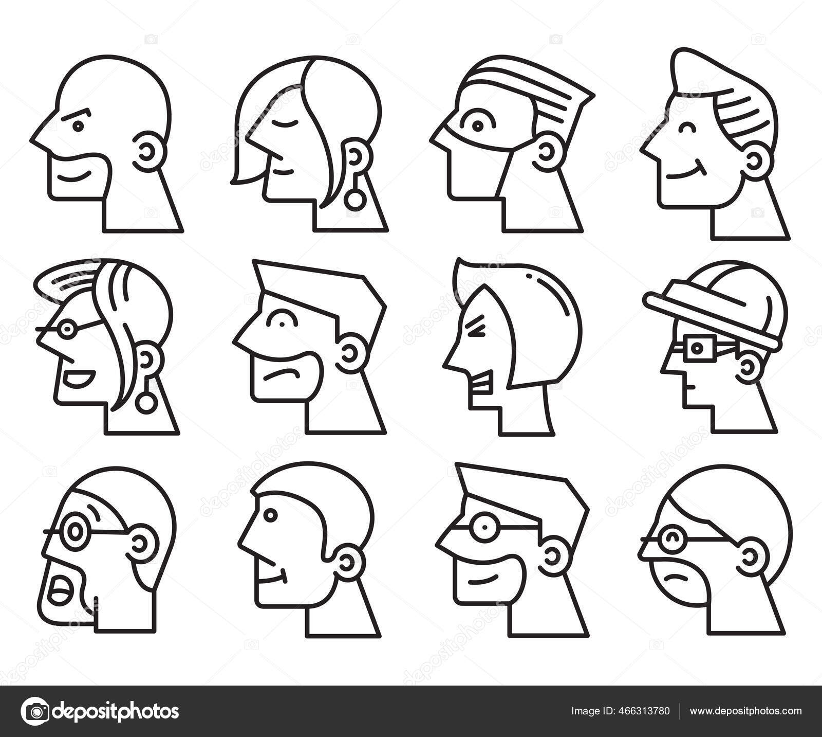 Human Face Side View Profile Avatars Vector Vetor de ©loopang 466313780