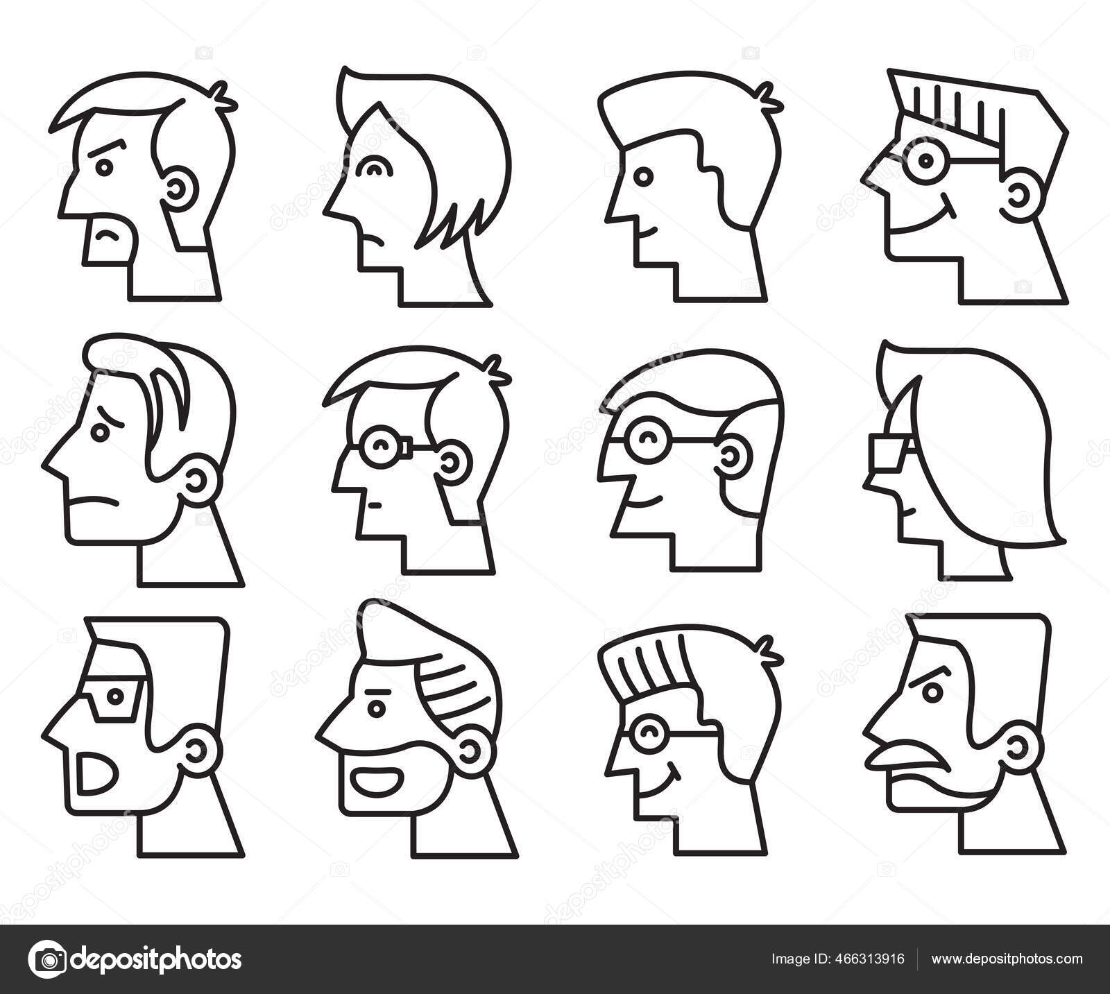 Image vectorielle Human Face Side View Profile Avatars Vector par ...