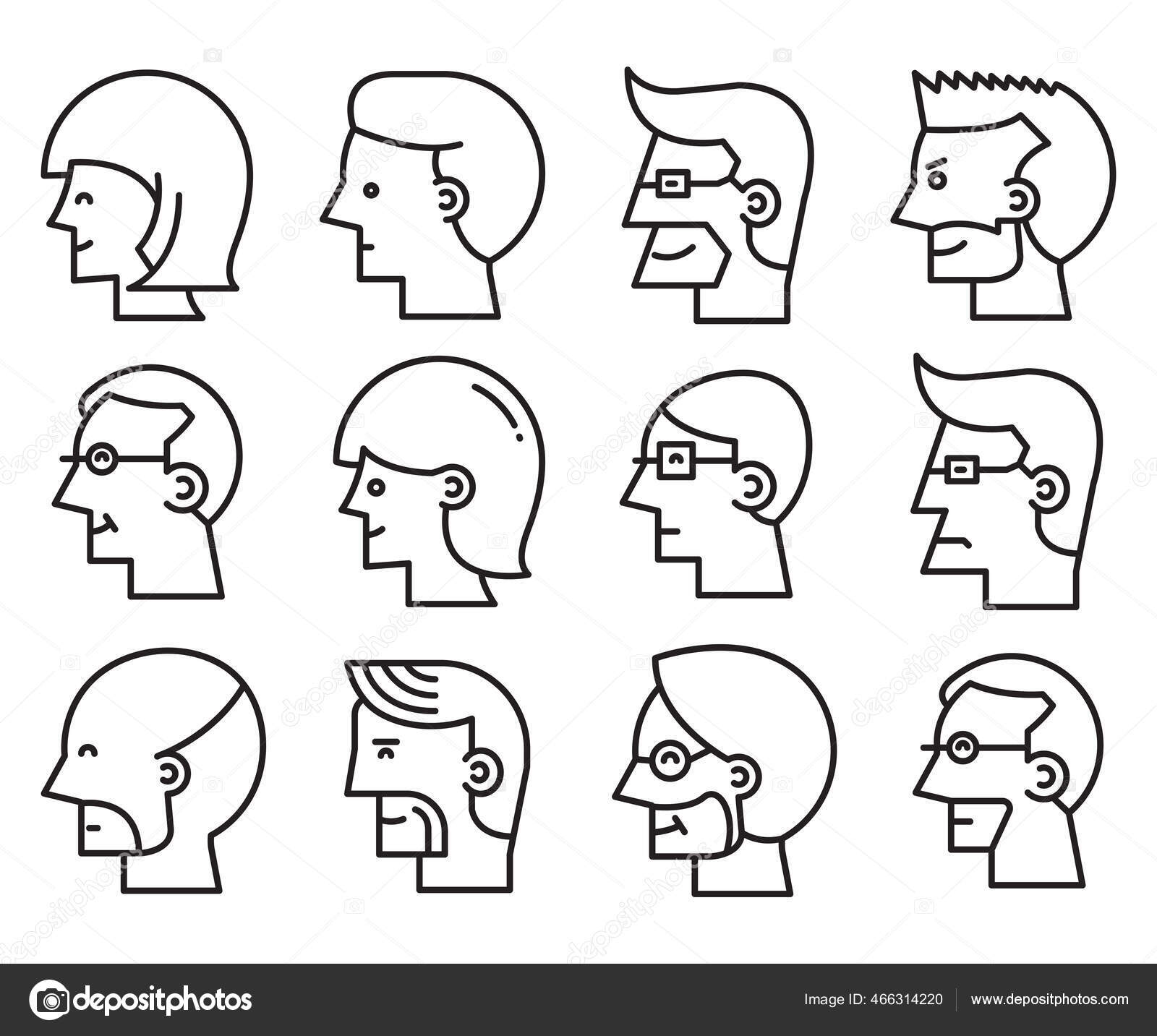 Human Face Side View Profile Avatars Vector Διανυσματικό Αρχείο από ...