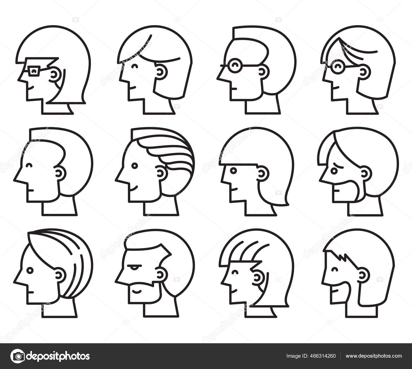 Human Face Side View Profile Avatars Vector ©loopang 466314260'e ait ...