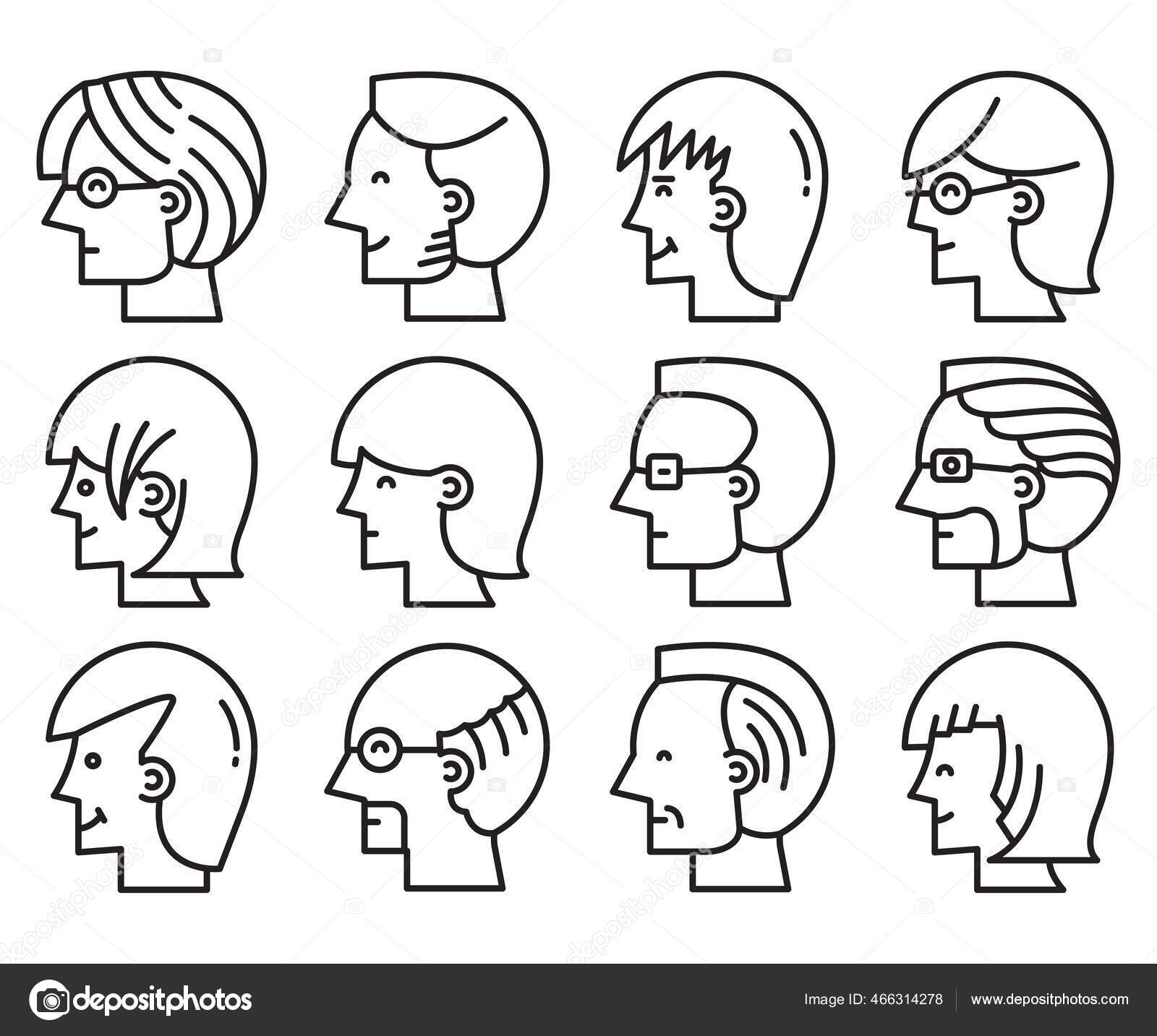 Human Face Side View Profile Avatars Vector Vector de stock por ...