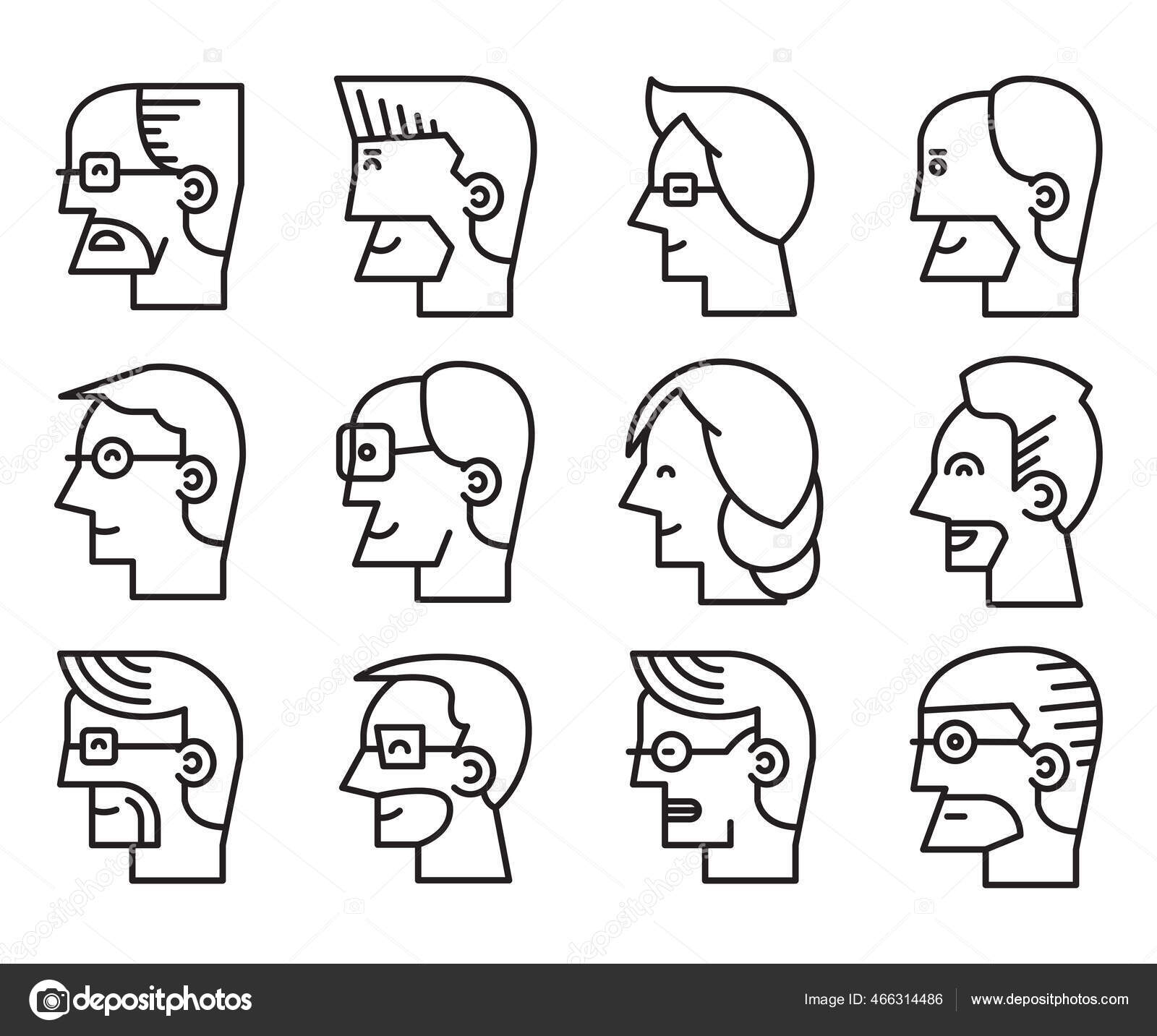 Human Face Side View Profile Avatars Vector Stock Vector Image by ...