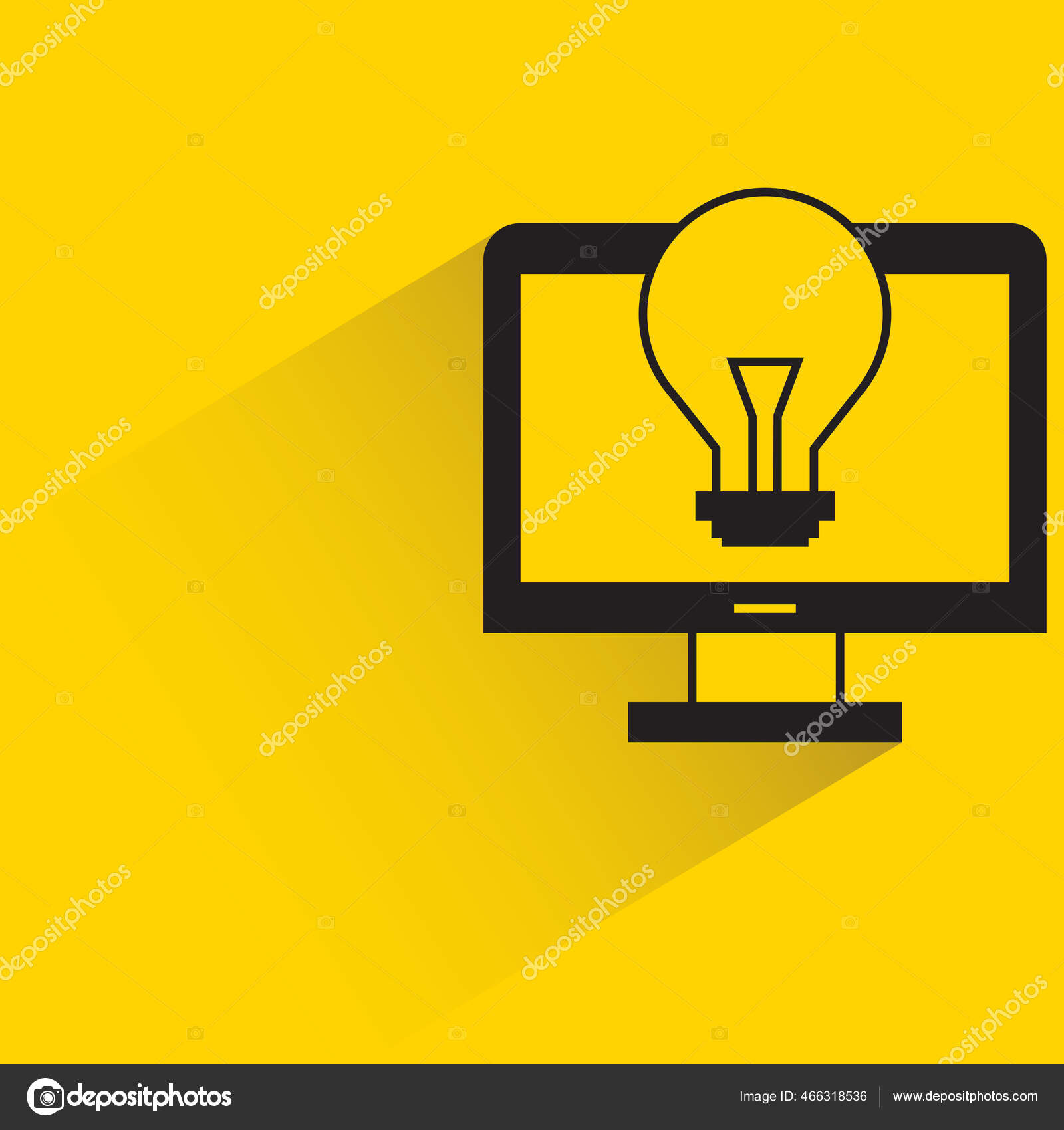 Light Bulb Desktop Shadow Yellow Background Stock Vector by ©loopang ...