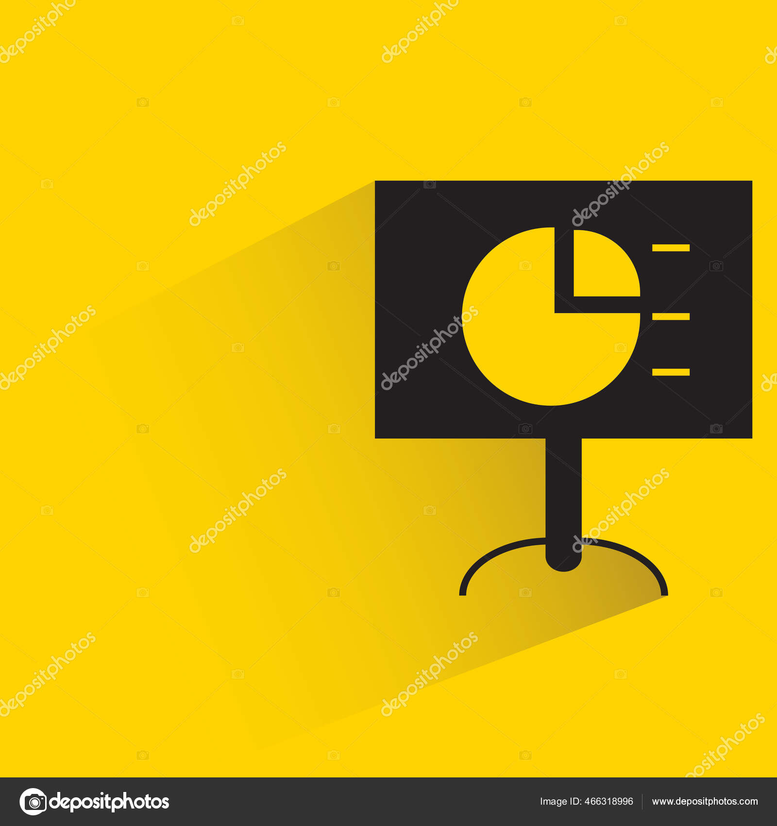 Pie Chart White Board Shadow Yellow Background Stock Vector by ©loopang ...