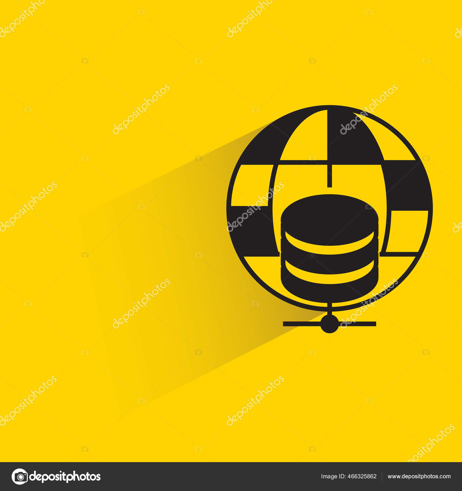 Globe Database Shadow Yellow Background Stock Vector by ©loopang 466325862