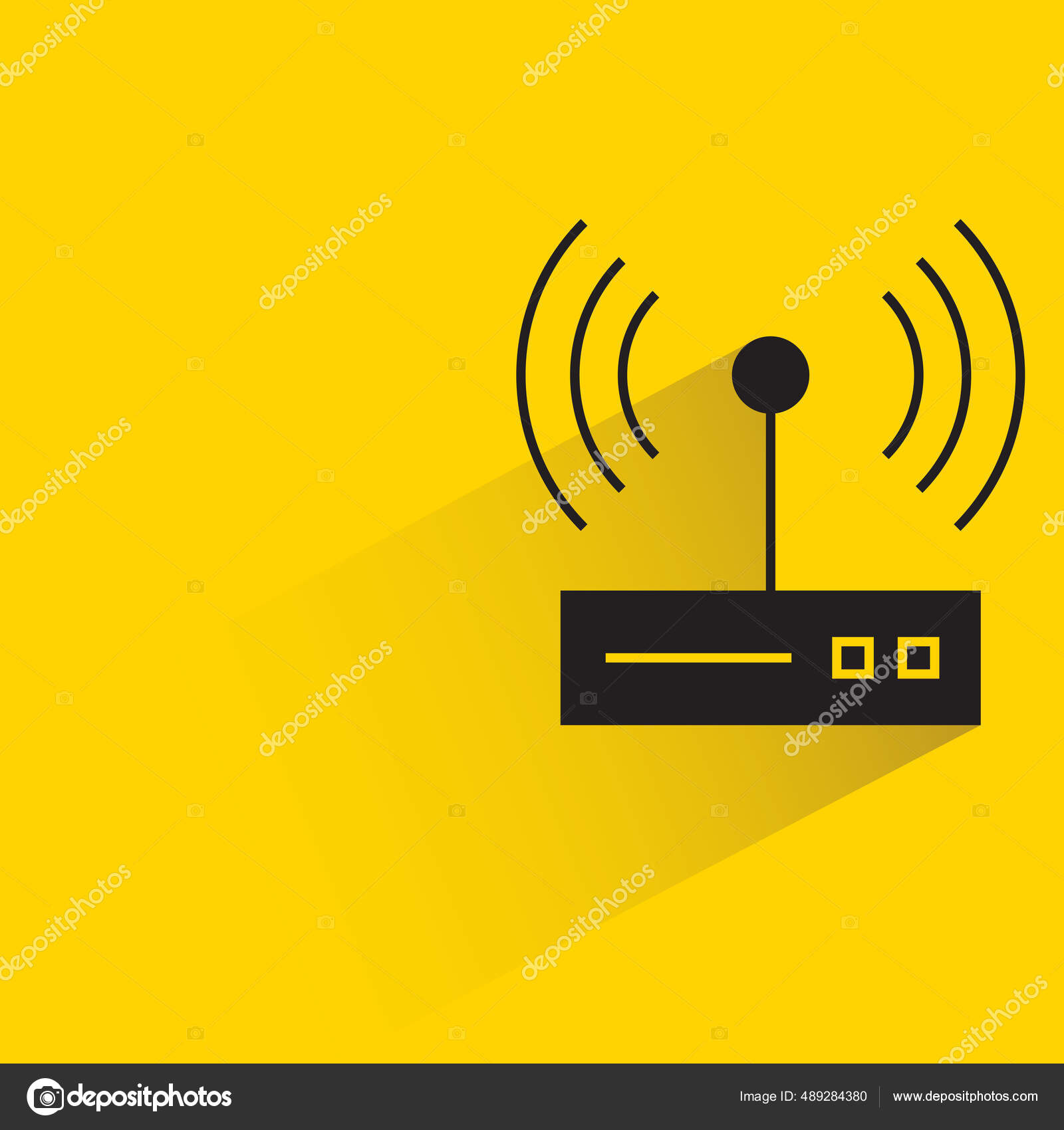 Router Wifi Yellow Background Stock Vector by ©loopang 489284380