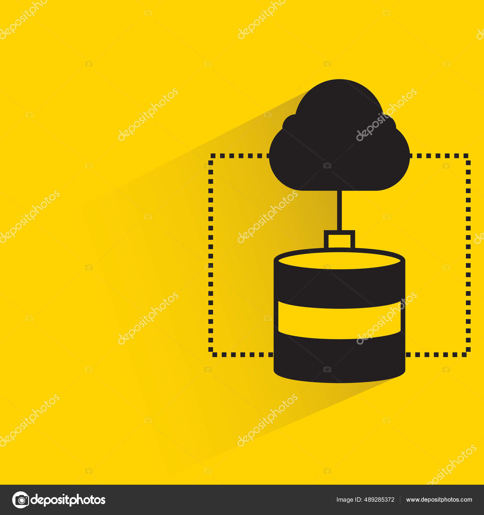 Database Cloud Computing Concept Yellow Background Stock Vector Image ...