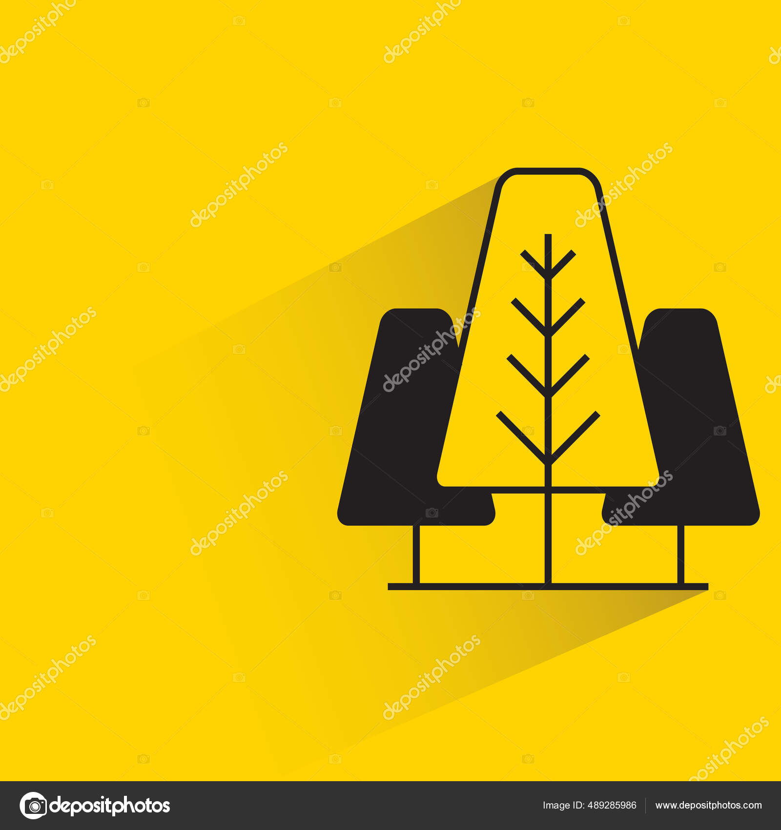 Tree Shadow Yellow Background Stock Vector by ©loopang 489285986
