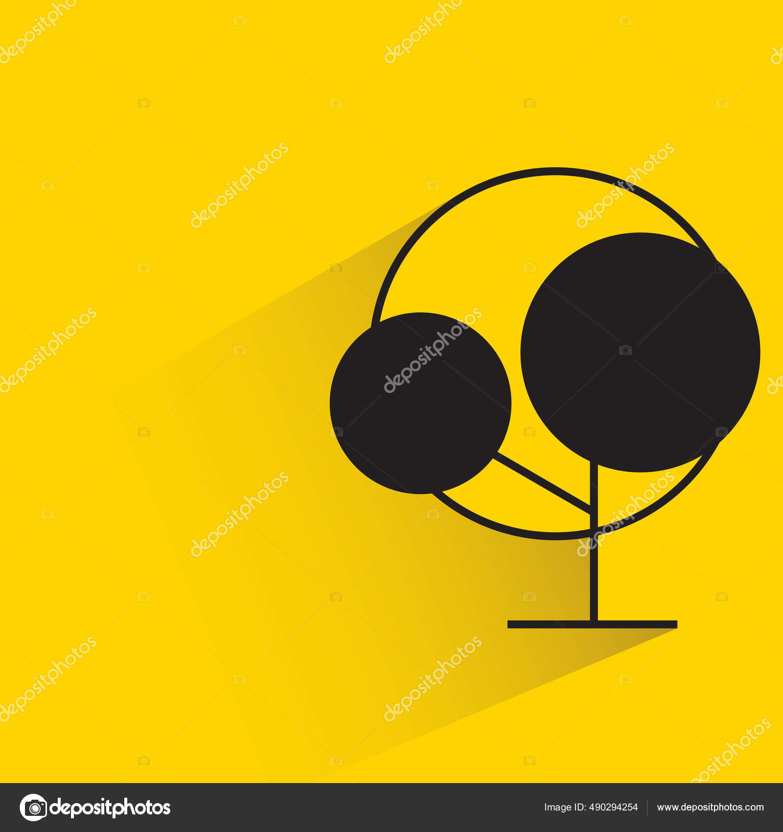 Tree Shadow Yellow Background Stock Vector by ©loopang 490294254