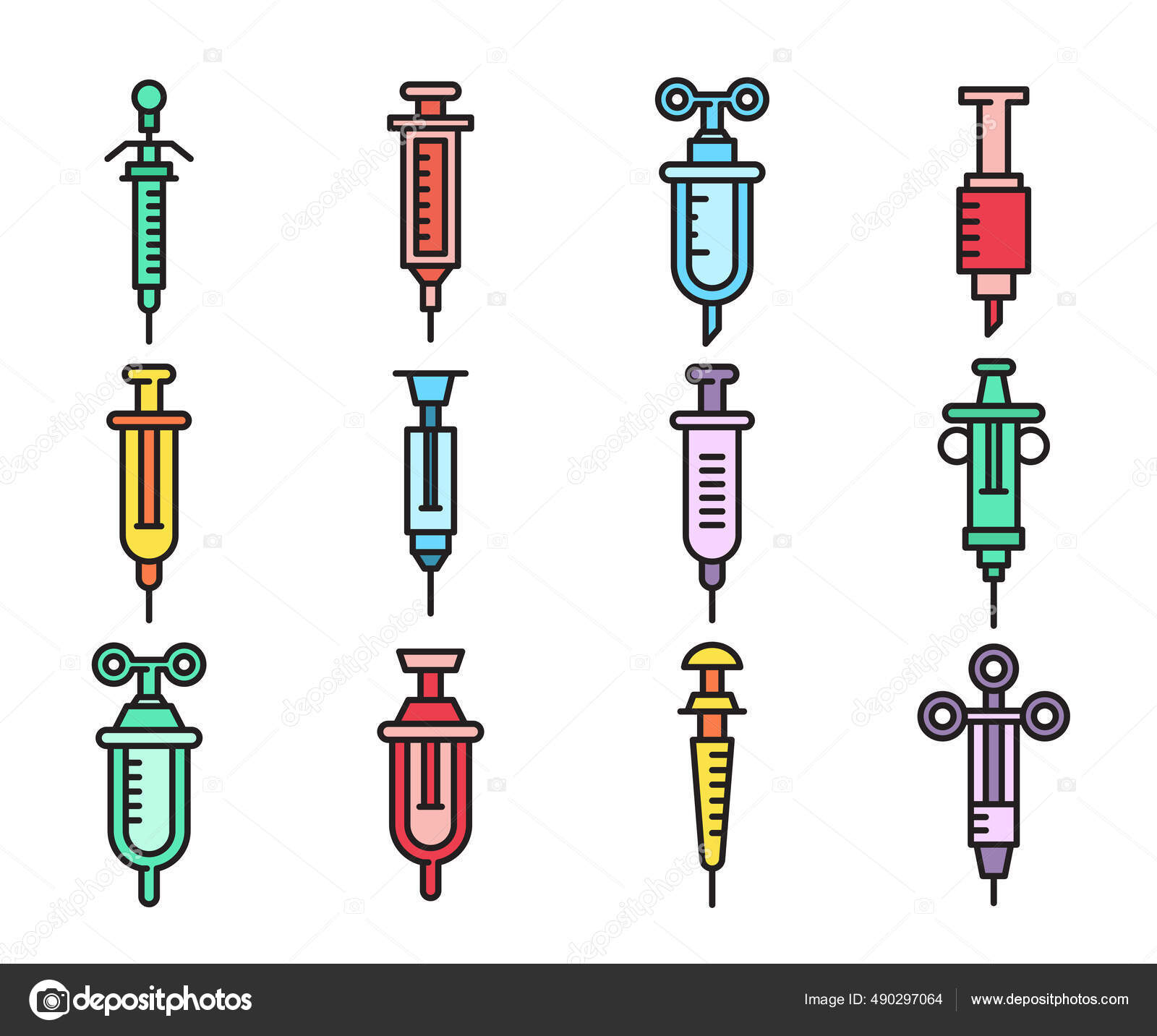 Syringe Icons Set Vector Illustration Stock Vector by ©loopang 490297064