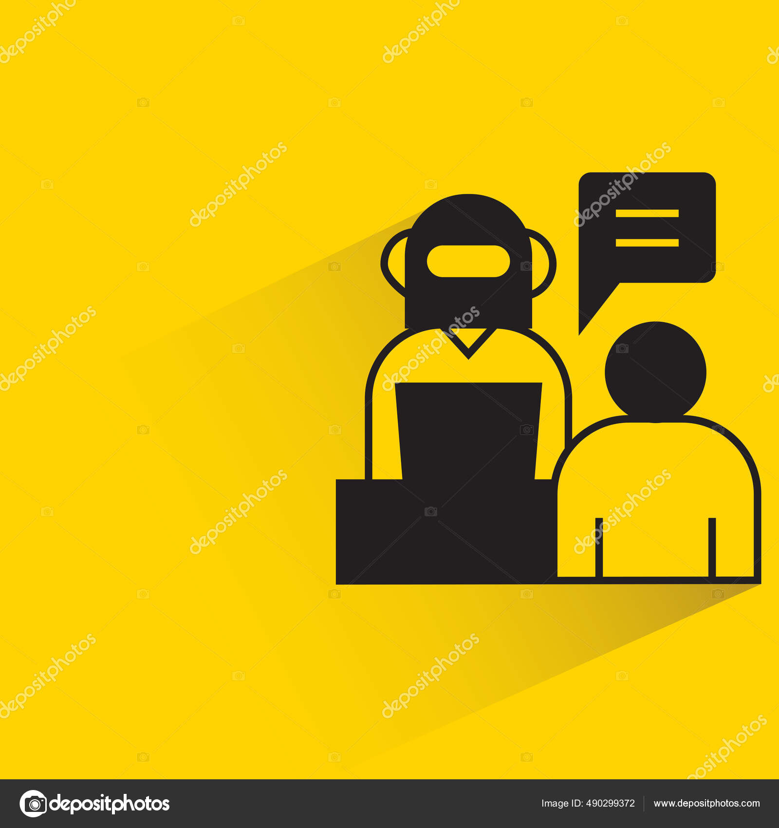 Job Interview Robot Worker Icon Yellow Background Stock Vector by ...