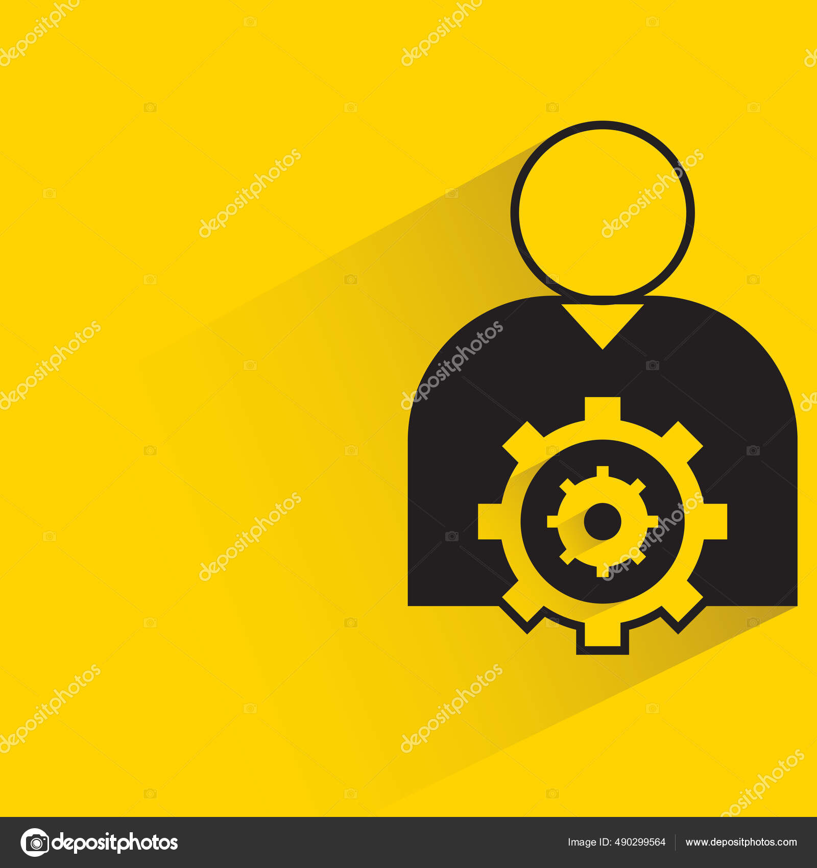 People Gear Icon Yellow Background Stock Vector by ©loopang 490299564