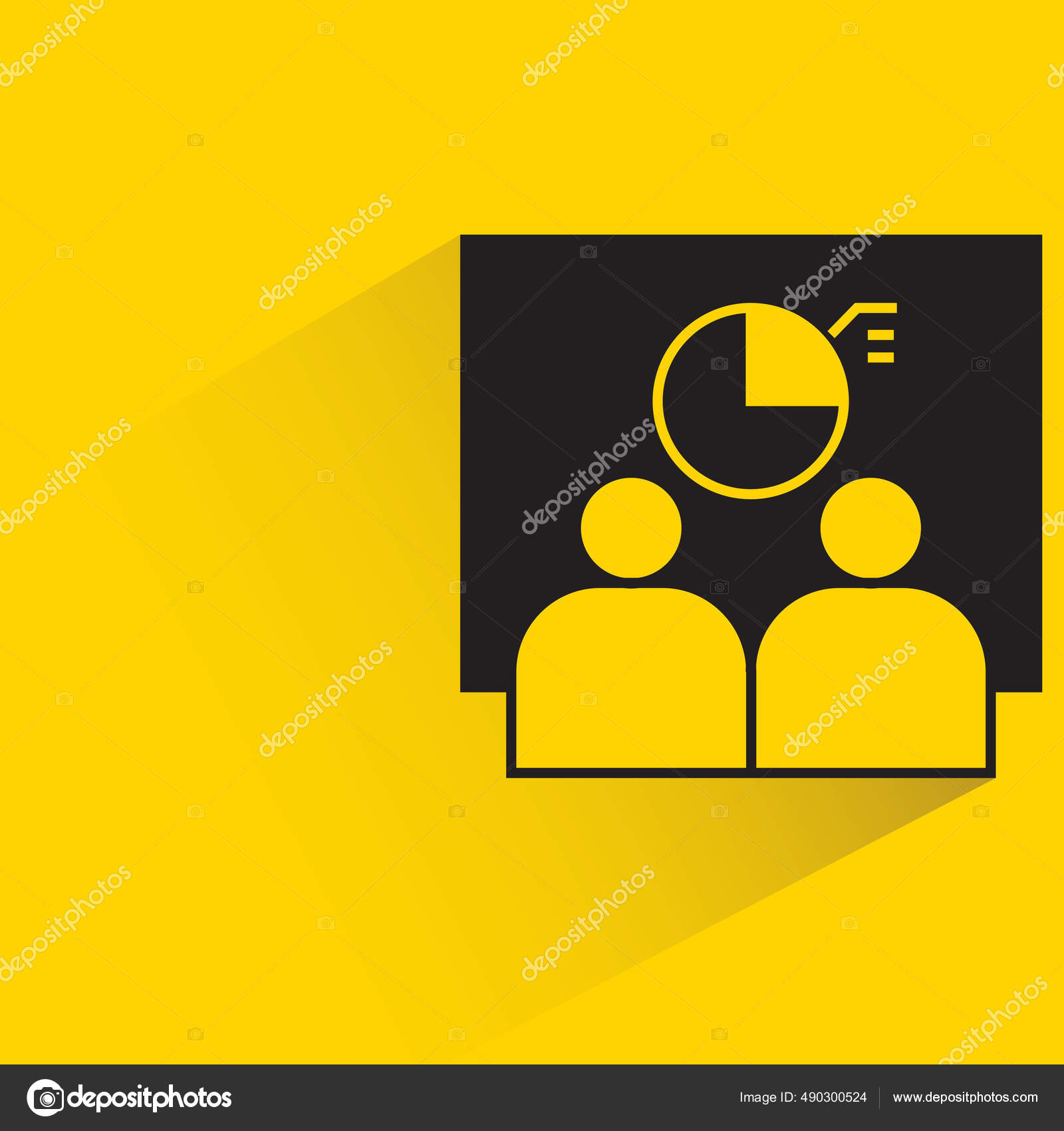 People Monitoring Pie Chart Icon Yellow Background Stock Vector Image ...