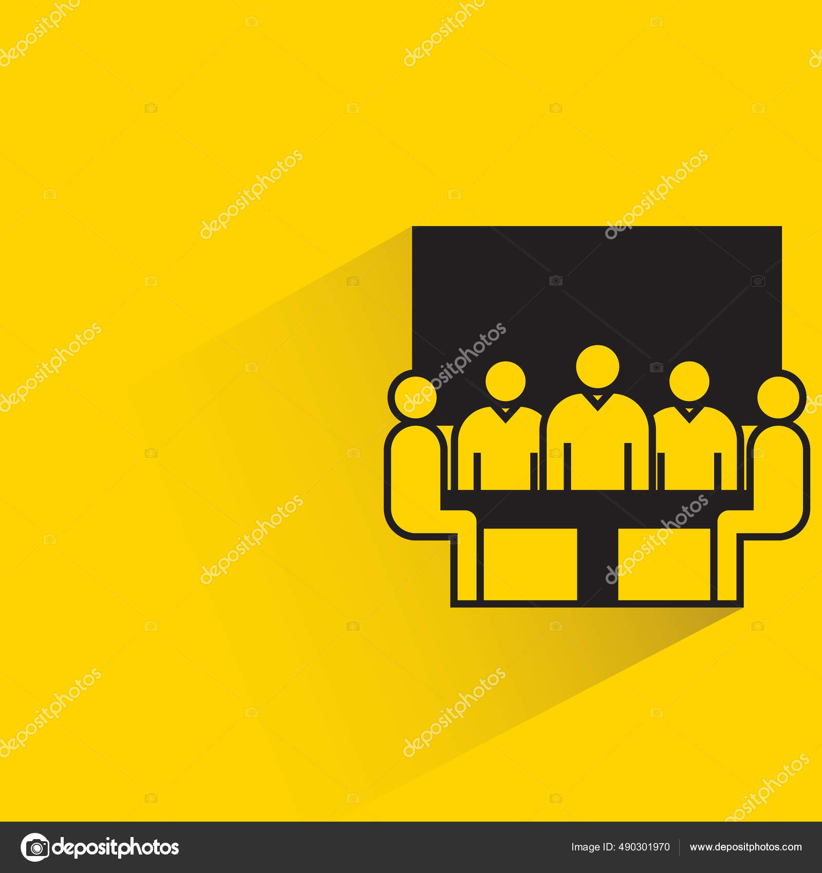 Group Board Meeting Icon Yellow Background Stock Vector by ©loopang ...