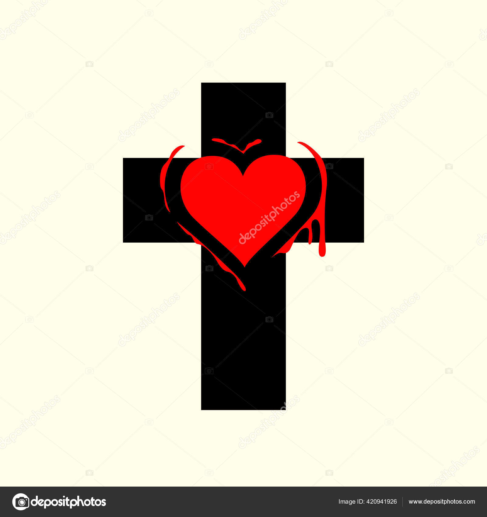 Logotipo De Cruz Y Corazón