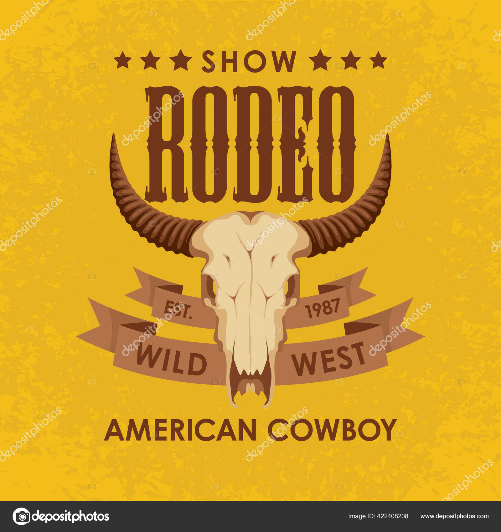 Banner Para Espectáculo Rodeo Cowboy Ilustración Vectorial Con Cráneo ...