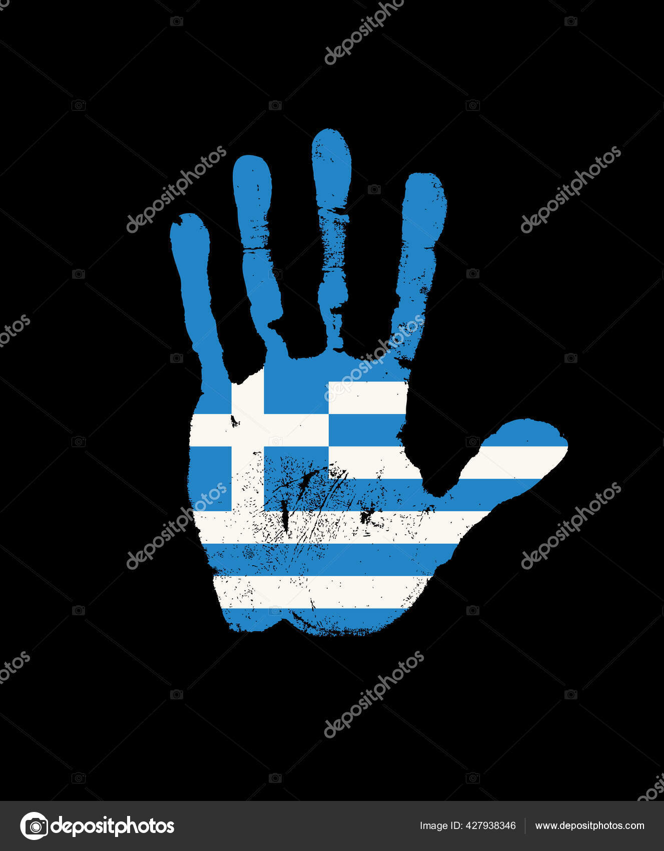 Human Handprint Colors Greek Flag Creative Vector Design Element ...