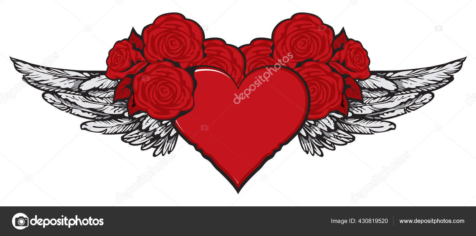 How To Draw A Heart With Wings And A Rose Step By Step