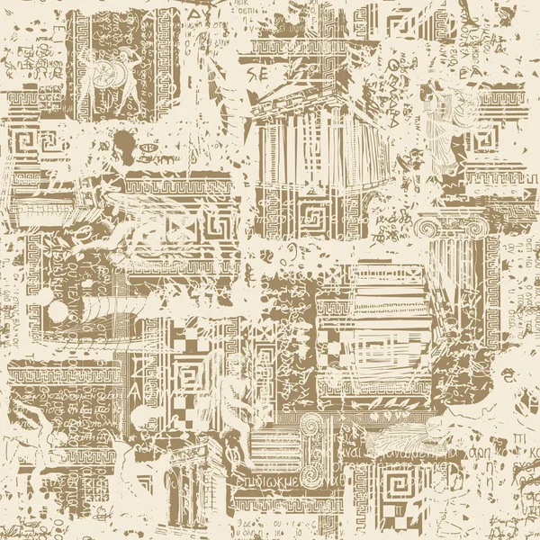 Seamless Pattern Theme Ancient Greece Grunge Style Vector Background ...