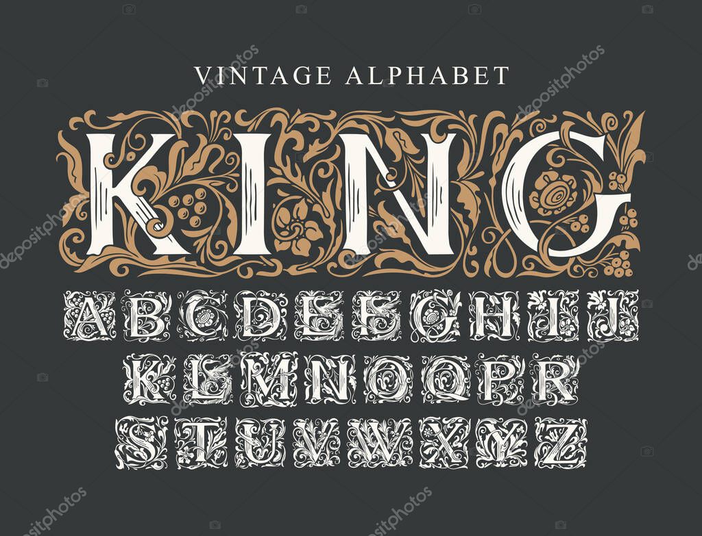 La palabra REY. Diseño de lujo de tipografía real adornada para ...