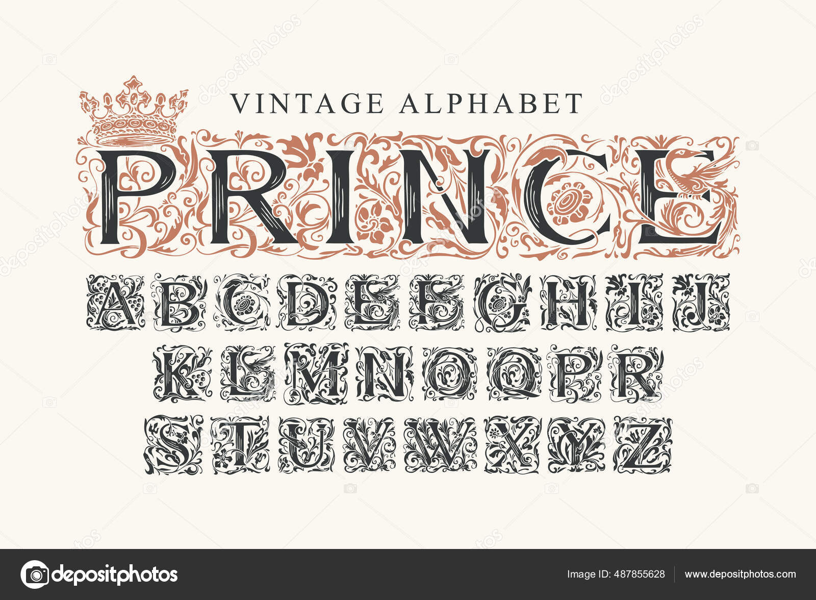 Word Prince Luxury Design Beautiful Ornate Font Card Invitation ...