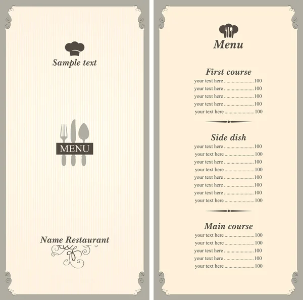 Restaurant Menu Food Drinks Retro Style Menu Template Brown Background ...