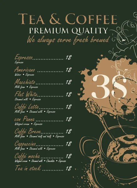 Menú cafetería con lista de precios y fotos Vector de stock por ...