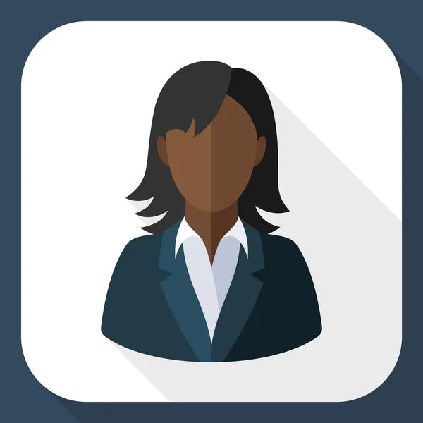 Female user icon in flat style with long shadow on transparent ...