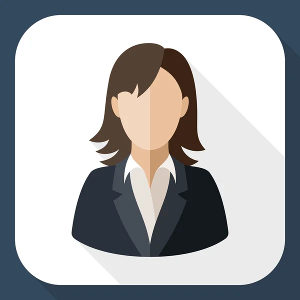 Female user icon in flat style with long shadow on transparent ...