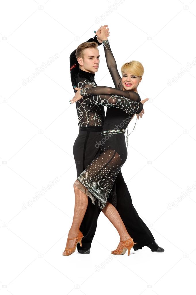 Beautiful couple in the active ballroom dance Stock Photo by ...