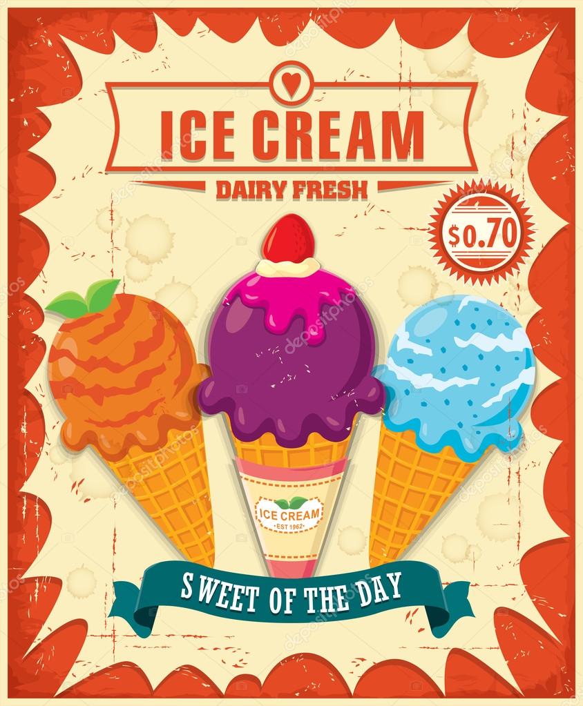 Vintage Ice Cream poster design — Stock Vector © Donnay #105811200